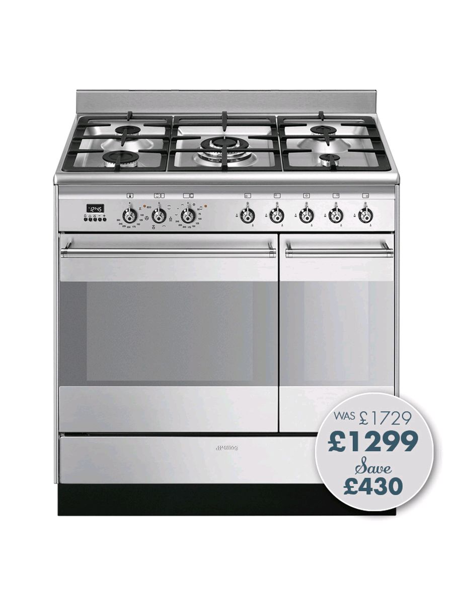 smeg concert 90cm dual fuel range cooker